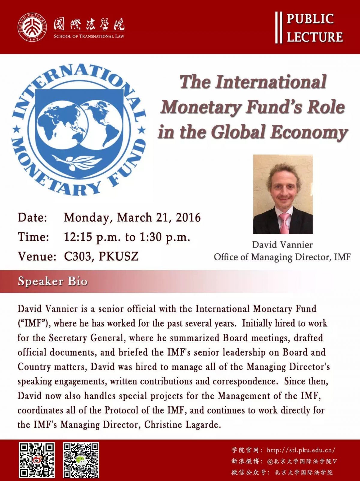 Public Lecture: The International Monetary Fund’s Role in the Global ...